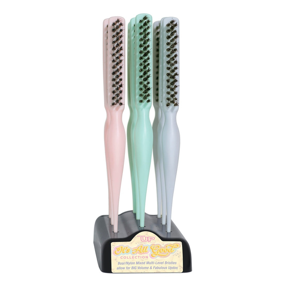 Boar/nylon mixed multi-level bristles allows for various degrees of ...