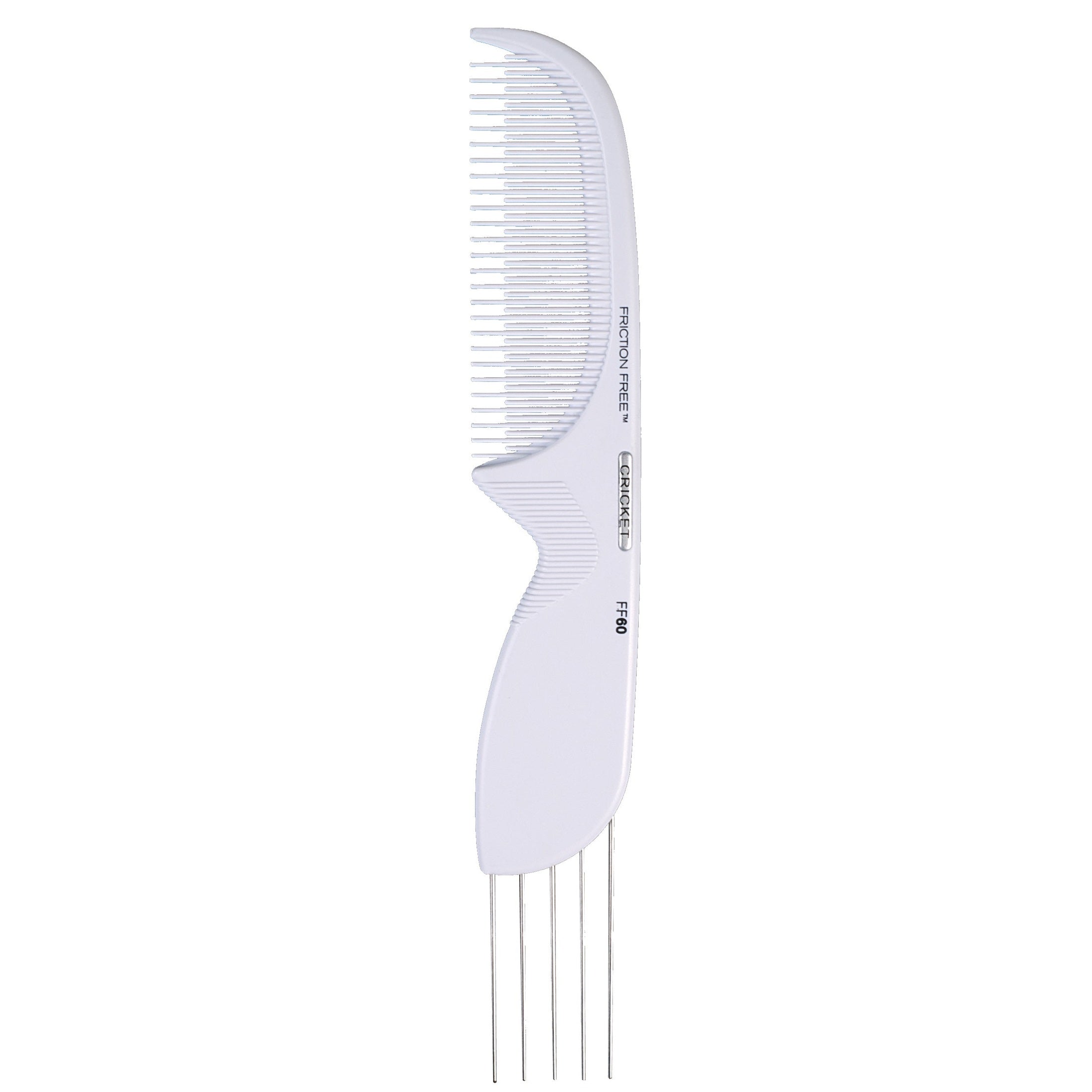 FF 60 Lift and Tease Comb white comb with finely spaced tooth pattern ...